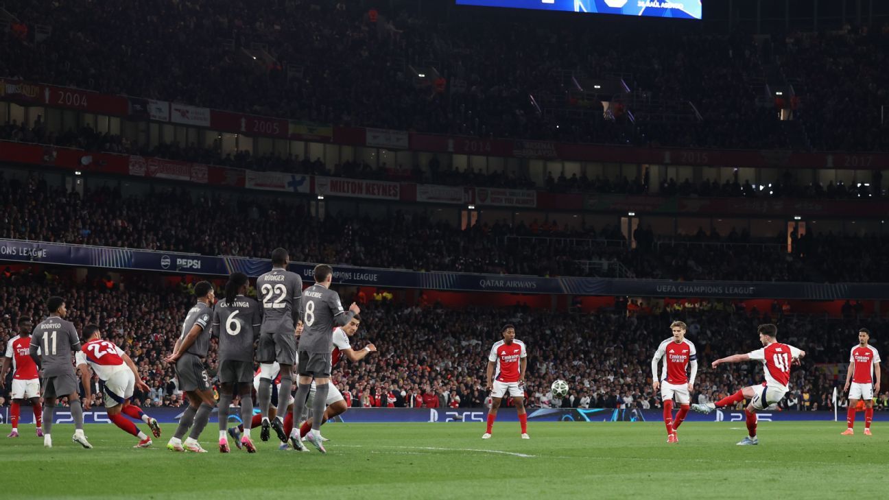 Declan Rice brilla con dos golazos de tiro libre contra Real Madrid - ESPN