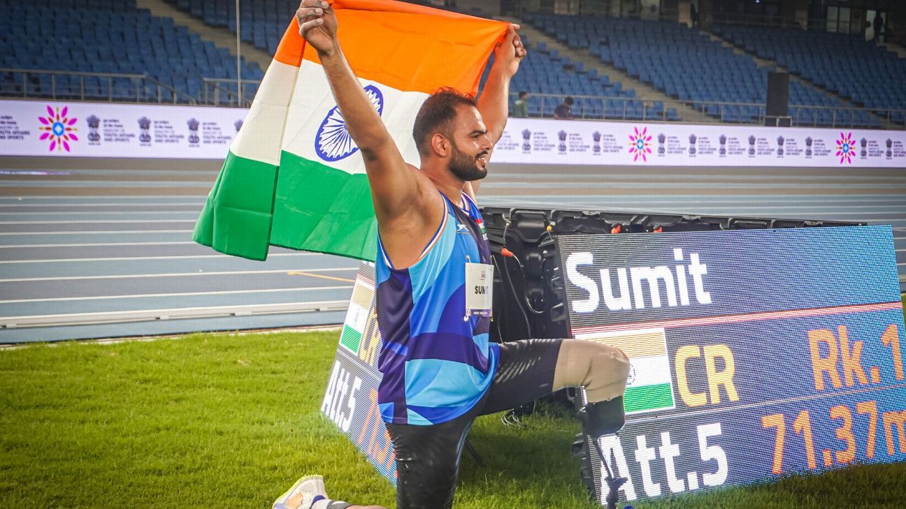 Sumit Antil pushes himself to break Championship record en-route third ...
